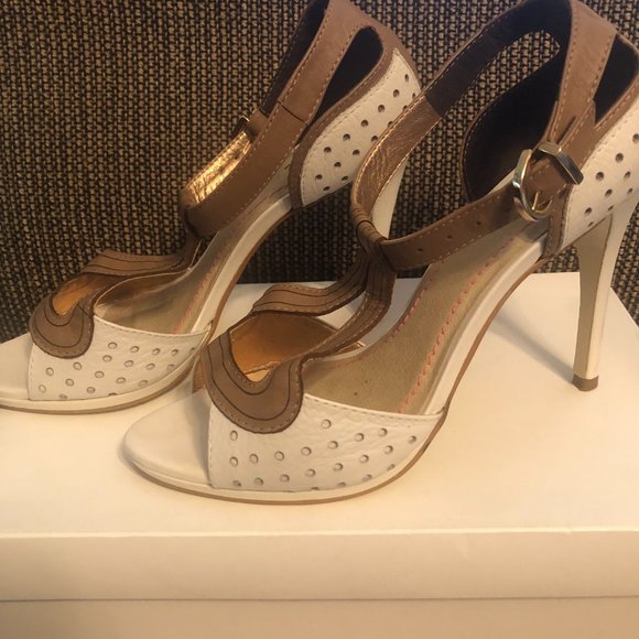 Karina Oliveira | Shoes | Karina Oliveira White And Tan Spiked Heels ...